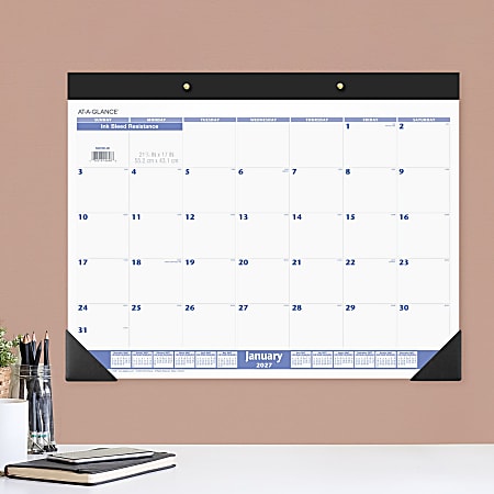 AT A GLANCE 2027 Monthly Desk Pad Calendar Blue and Gray Standard 21 34 ...