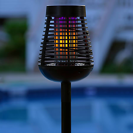 PIC Flickering Flame Solar Bug Zapper Insect Killer Torch Black ...