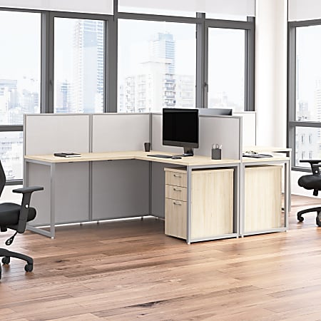 Bush Business Furniture Easy Office 60 inch 2 Person L Shaped Cubicle ...