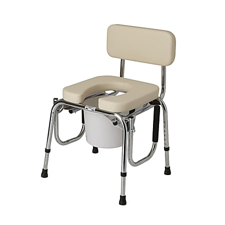 Guardian Drop Arm Padded Commode Chrome - Office Depot