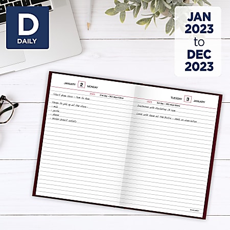 AT A GLANCE Standard Diary 2023 RY Daily Reminder Red Small 5 12 x 8 ...