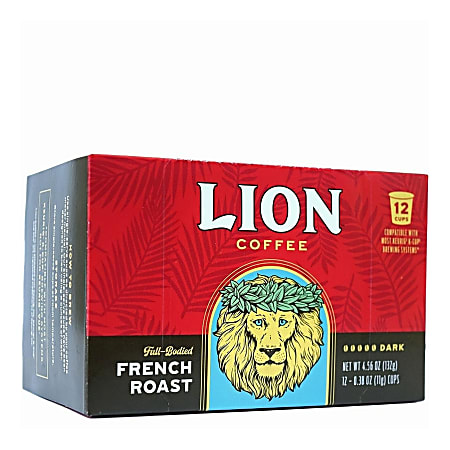 Lion Coffee Single Serve Pods French Roast Pack Of 12 Pods - Office Depot