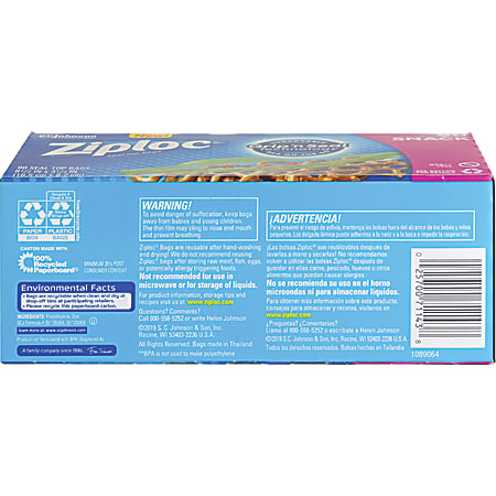 Ziploc Seal Top Snack Bags 6 12 x 3 14 Clear Box Of 90 Bags - Office Depot