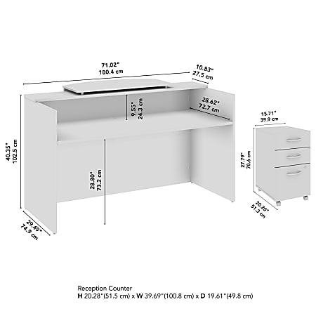 Bush Business Furniture Arrive 72 W Reception Desk with Counter and ...