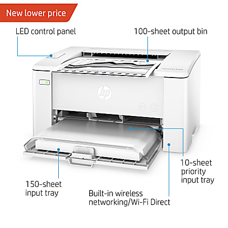 HP LaserJet Pro M102w Wireless Laser Monochrome Printer