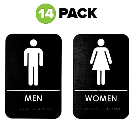 Alpine Men And Women Restroom Signs 9 x 6 BlackWhite Pack Of 14 Signs ...
