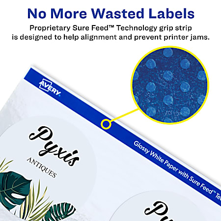 Avery Print to the Edge Labels 22891 3 Glossy White 6 Labels Per Sheet ...