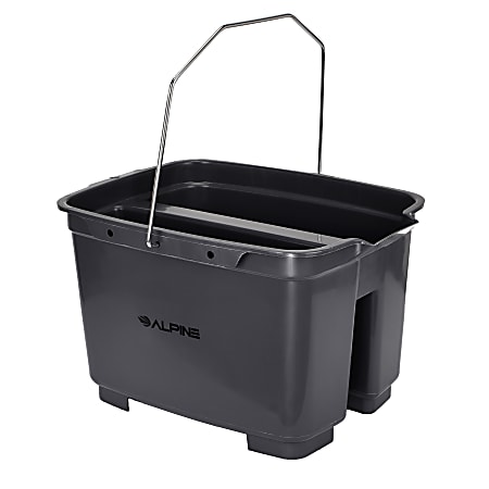 Alpine Divided Plastic Cleaning Buckets Gray Pack Of 2 Buckets - Office ...