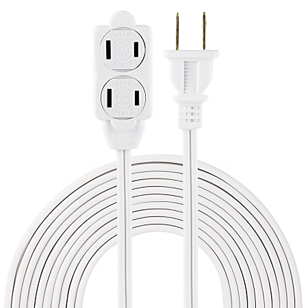 GE 3 Outlet Extension Cord 15 Long Cord White - Office Depot