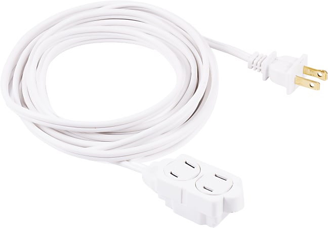 GE 3 Outlet Extension Cord 15 Long Cord White - Office Depot