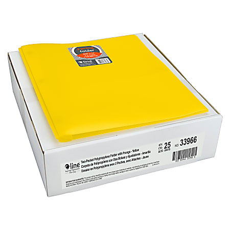 C Line 2 Pocket Poly Folders With Prongs Letter Size 8 12 x 11 Yellow ...