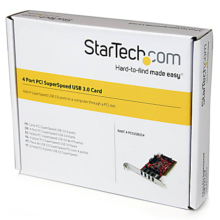 StarTech.com 4 Port PCI SuperSpeed USB 3.0 Adapter Card with SATASP4 ...
