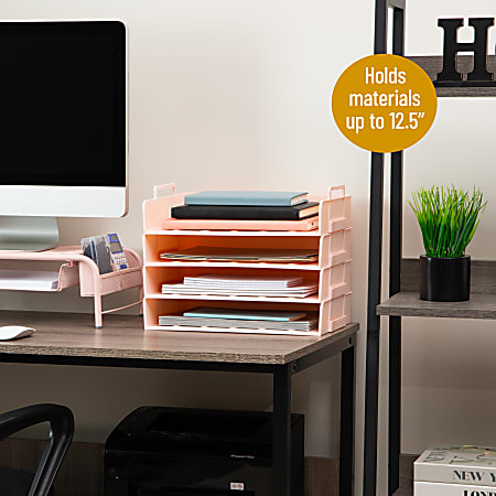 Mind Reader Stackable Paper Trays 11 H x 10 W x 13 34 D Pink Set Of 4 ...