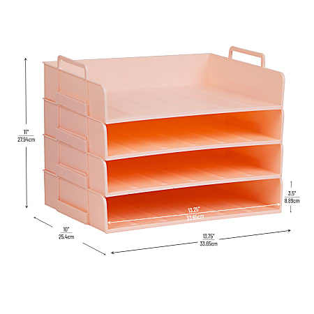 Mind Reader Stackable Paper Trays 11 H x 10 W x 13 34 D Pink Set Of 4 ...