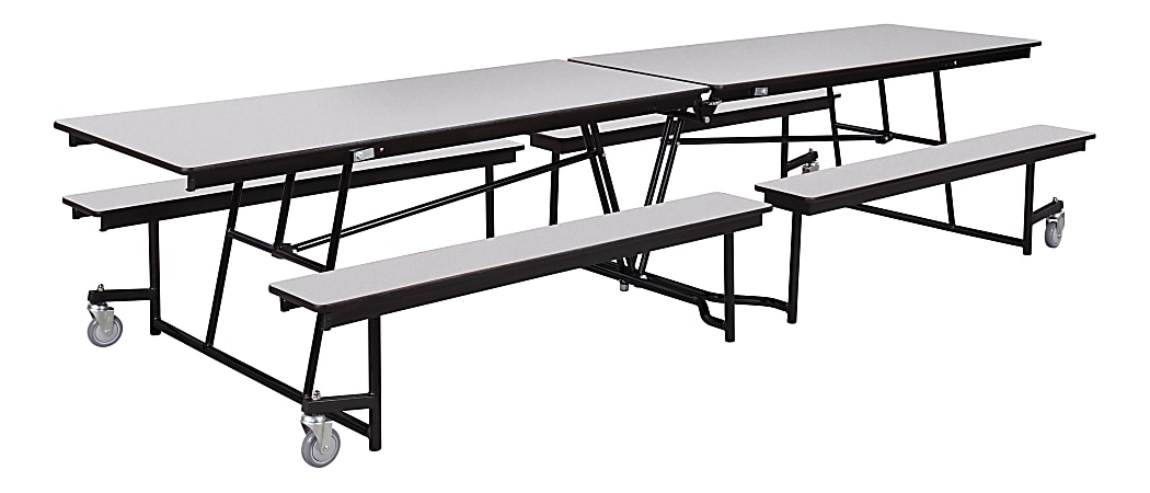 National Public Seating 12 Rectangle Mobile Cafeteria Table With Benches Gray Nebula - Office Depot