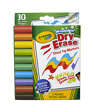 Crayola Dura Wedge Tip Dry Erase Washable Markers Chisel Tip Assorted ...