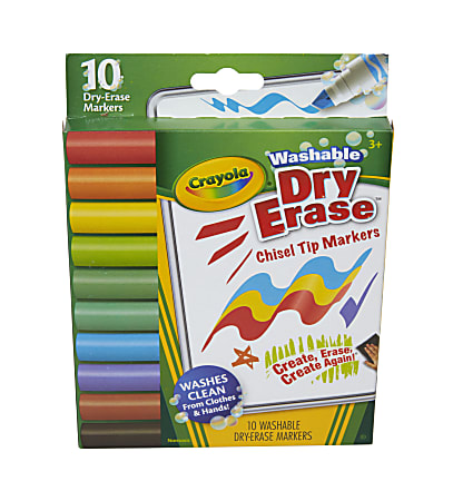 Crayola Dura Wedge Tip Dry Erase Washable Markers Chisel Tip Assorted ...