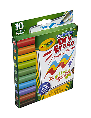 Crayola Dura Wedge Tip Dry Erase Washable Markers Chisel Tip Assorted ...