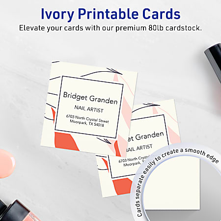 Avery Printable Note Cards With Sure Feed Technology 3 x 3 Square Matte ...