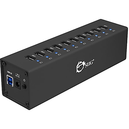 SIIG USB 3.0 10 Port Aluminum Hub with 12V5A Power Adapter - Office Depot