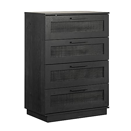 Sauder Tiffin Line Rattan 4 Drawer Chest 41 H x 29 38 W x 17 12 D Raven ...
