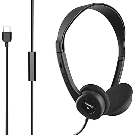 Maxell HP 101 USB C Wired Headphones With Mic Black 197326 - Office Depot