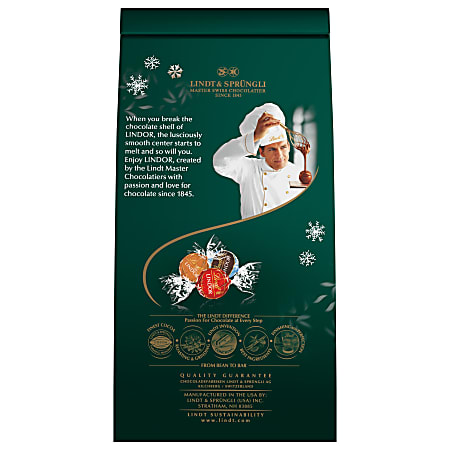 Lindt Holiday LINDOR Truffle Assortment Bag 8.5 Oz - Office Depot
