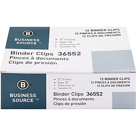 Business Source Fold back Binder Clips Large 2 Length 1 Size Capacity ...