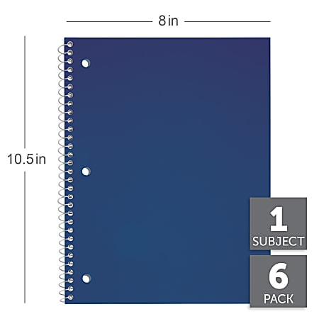 Just Basics Poly Spiral Notebook 8 x 10 12 1 Subject Wide Ruled 70 ...