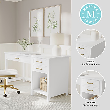 Martha Stewart Hutton Shaker Style Home Office Desk with 2 Side Drawers ...