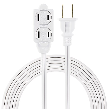 GE 3 Outlet Polarized Extension Cord 9 Long Cord White 51947 - Office Depot
