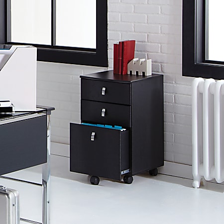 Realspace Mezza 19 D Vertical 3 Drawer Mobile File Cabinet BlackChrome ...