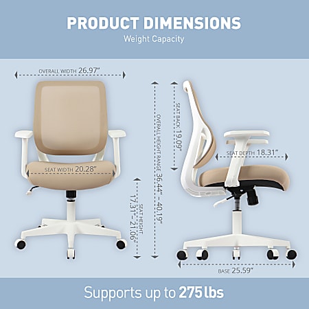 Realspace Sensi MeshFabric Low Back Task Chair OatmealWhite BIFMA ...
