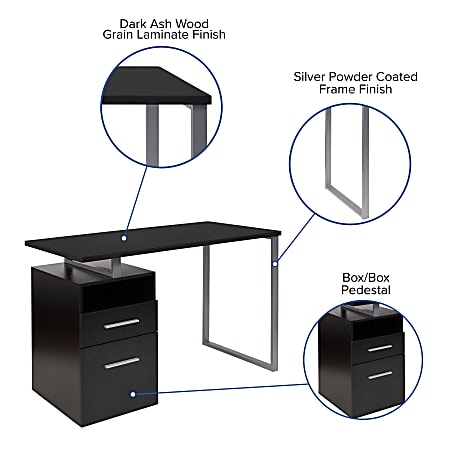 Flash Furniture 47 W Harwood Computer Desk Dark Ash - Office Depot