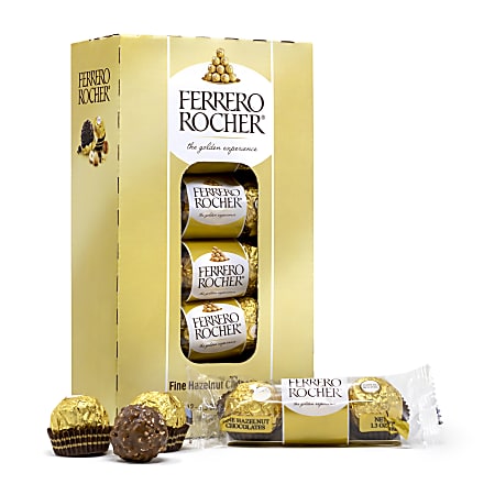 Ferrero Rocher Fine Hazelnut Chocolates 1.3 Oz Pack Of 12 Chocolates ...