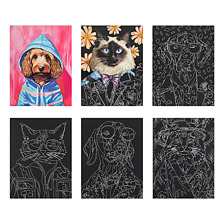 Brea Reese Scratch Art Paper Pad Kit 9 x 12 Pet Fashion Portraits ...