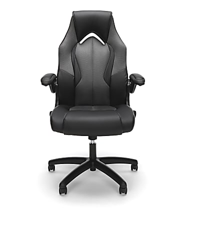 OFM Essentials Racing Style Bonded Leather Gaming Chair GrayBlack ...