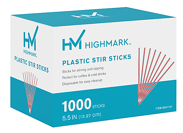 Highmark Plastic Stir Sticks 5 12 RedWhite Box Of 1000 - Office Depot