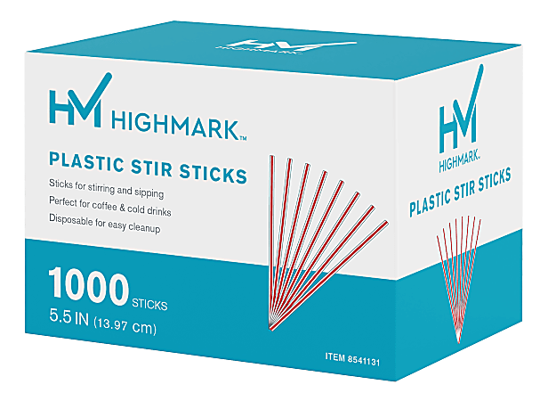 Highmark Plastic Stir Sticks 5 12 RedWhite Box Of 1000 - Office Depot