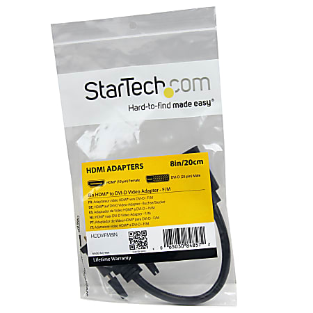 StarTech.com 8in HDMI to DVI D Video Cable Adapter HDMI Female to DVI ...