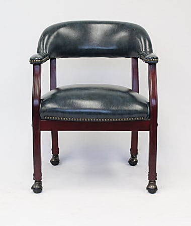 Boss Office Products Captains Guest Arm Chair With Casters BlueMahogany ...