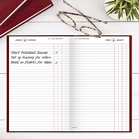 2025 AT A GLANCE Standard Diary Daily Diary 7 34 x 12 Red January To ...