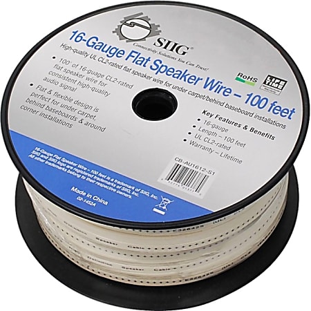 SIIG 16-Gauge Flat Speaker Wire - 100 Feet