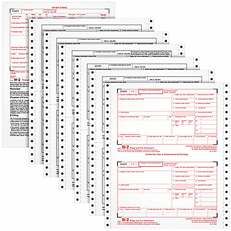 TOPS Carbonless Standard W 2 Tax Forms 6 Part Carbonless Copy 5.50 x 8. ...