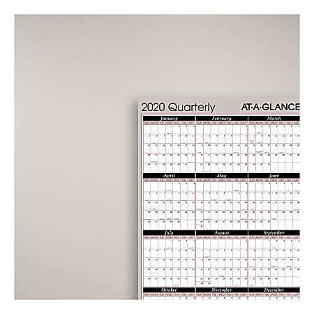 AT A GLANCE Yearly Erasable Reversible Wall Calendar 36 x 24 BlackRed ...
