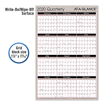 AT A GLANCE Yearly Erasable Reversible Wall Calendar 36 x 24 BlackRed ...