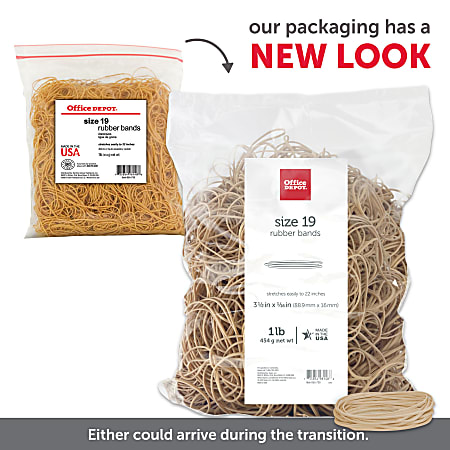 Office Depot® Brand Rubber Bands, #19, 3-1/2" x 1/16", Crepe, 1-Lb Bag