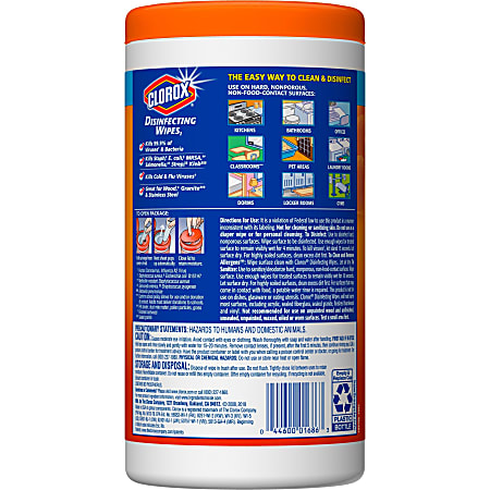 Clorox Disinfecting Wipes, Bleach-Free Cleaning Wipes - Wipe - Orange ...