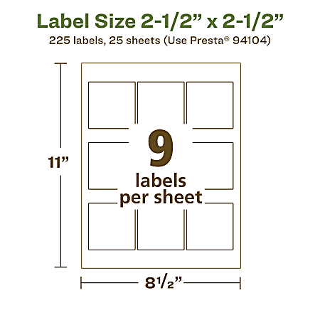 Avery Recycled Paper Labels 94104 EWMP25 Square 2 12 x 2 12 White Pack ...