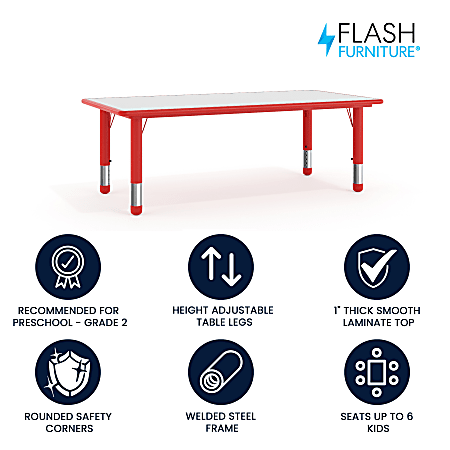 Flash Furniture Height Adjustable Activity Table 23 12 H x 23 58 W x 47 ...